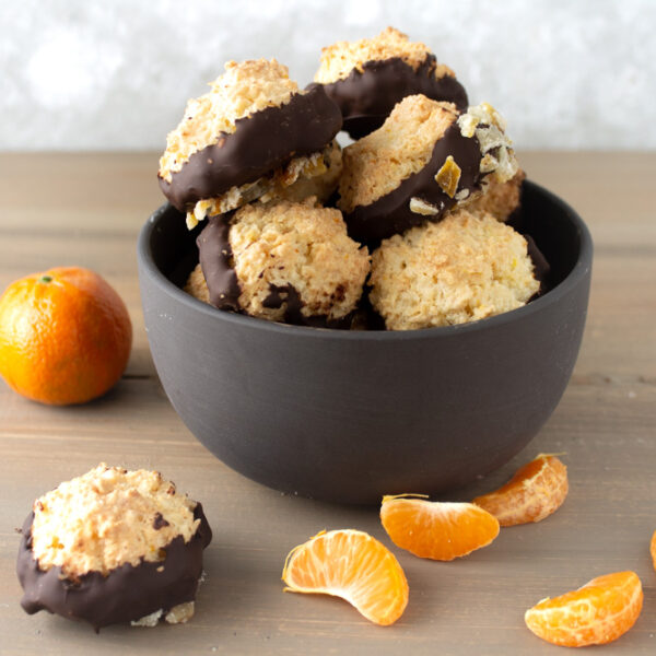 Chocolate Dipped Orange Macaroons