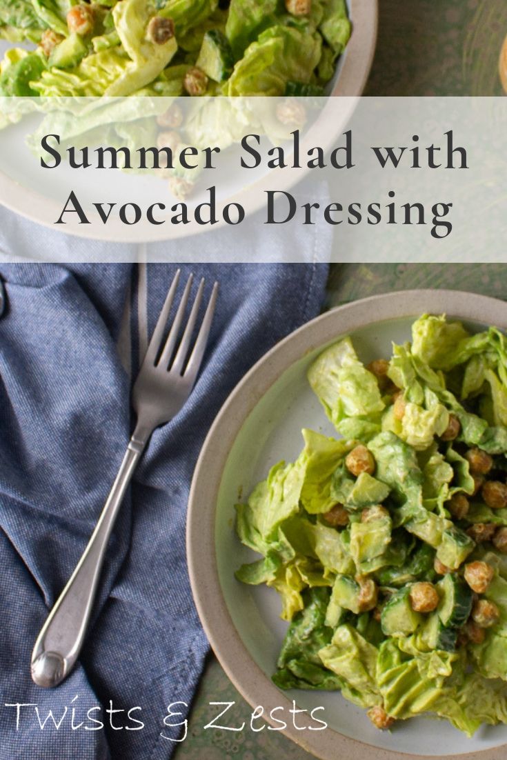 Summer Salad with Avocado Dressing and Crispy Chickpeas